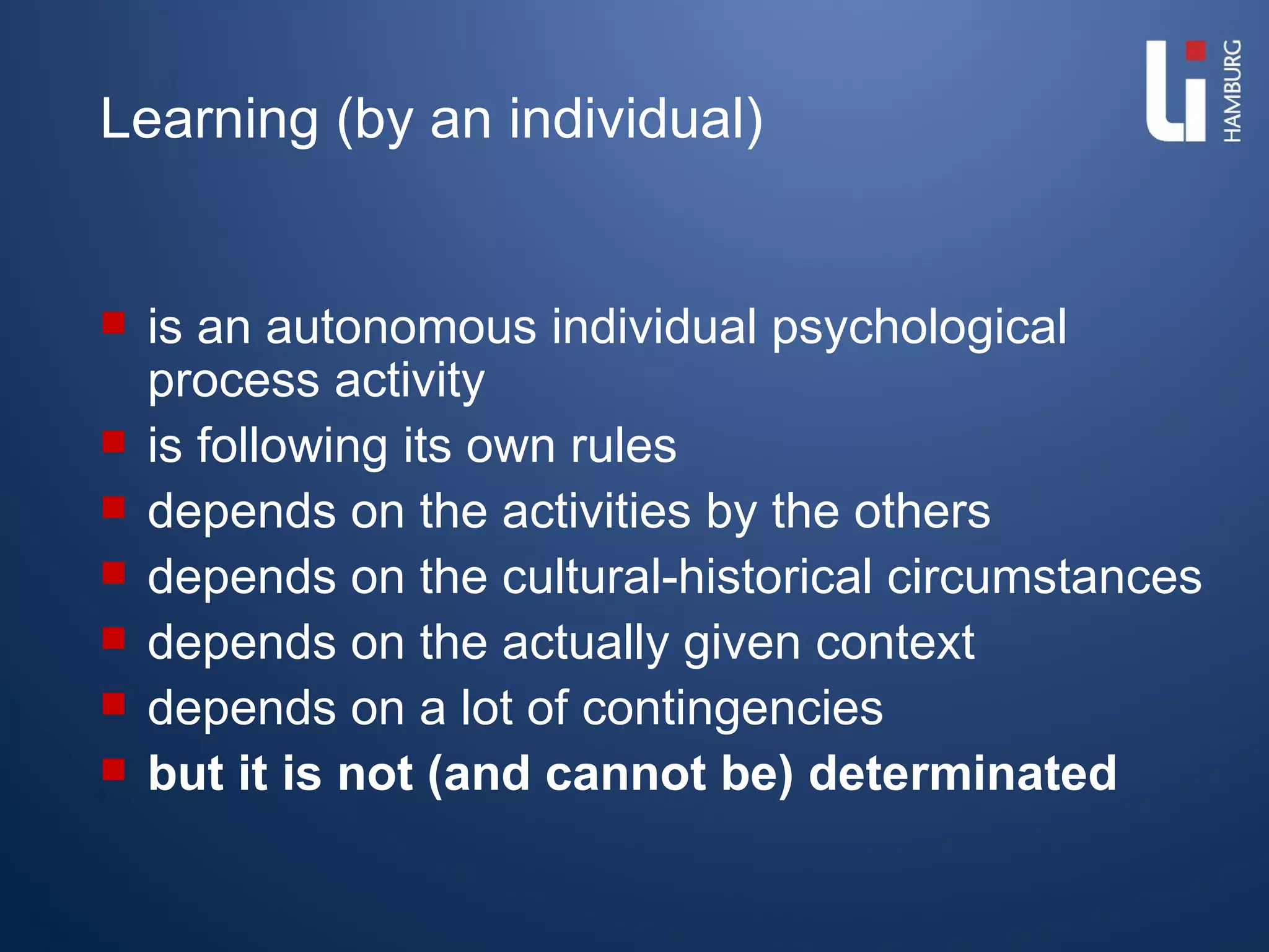 The importance of the individual mind for learning processes | PPT