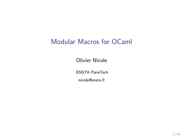 Modular Macros for OCaml | PDF