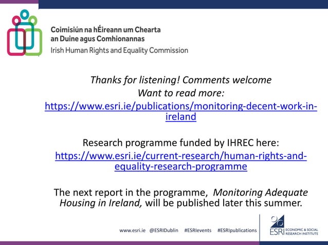 Monitoring decent work in Ireland | PPT