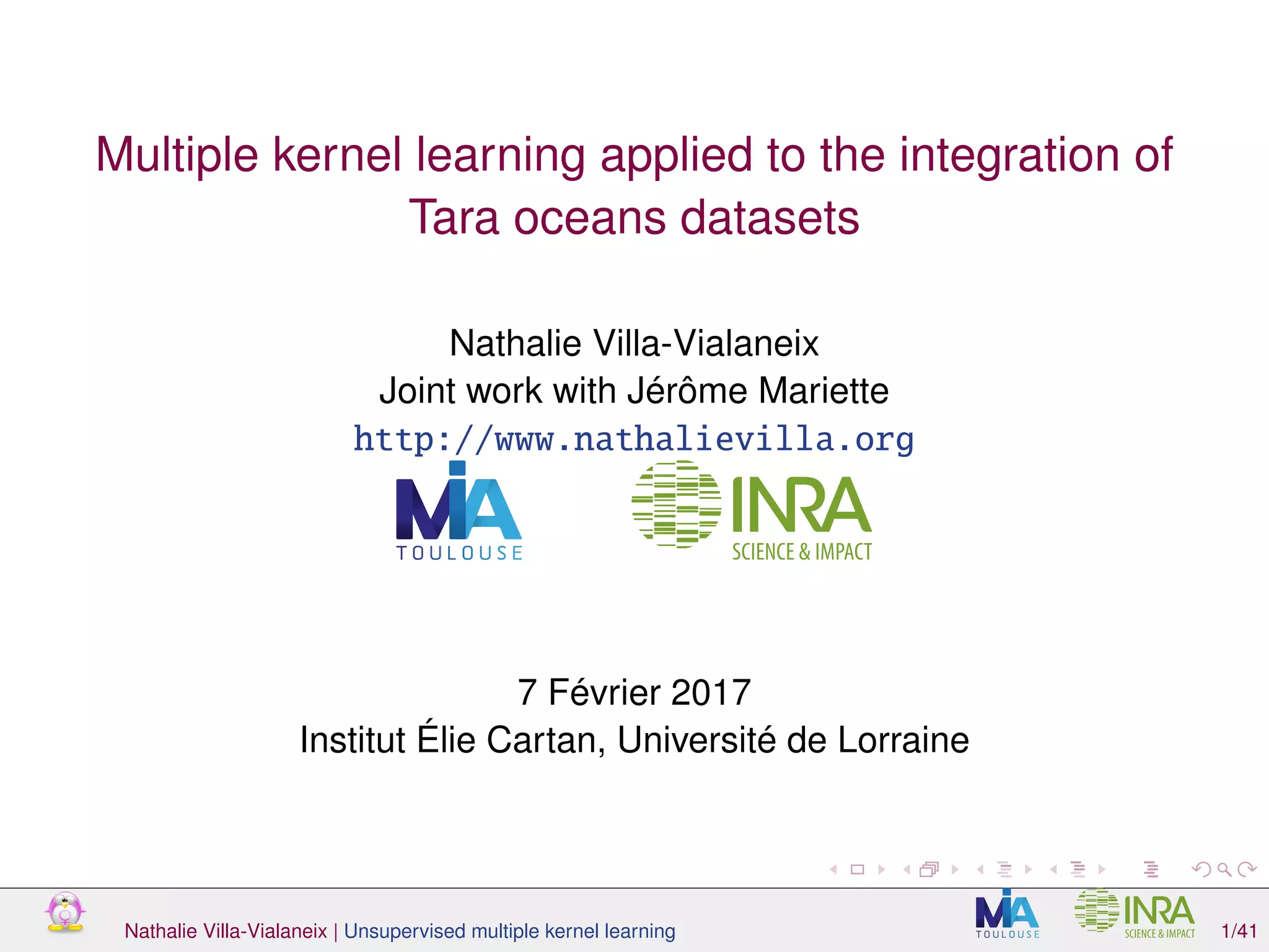 Multiple kernel learning applied to the integration of Tara oceans datasets | PPT