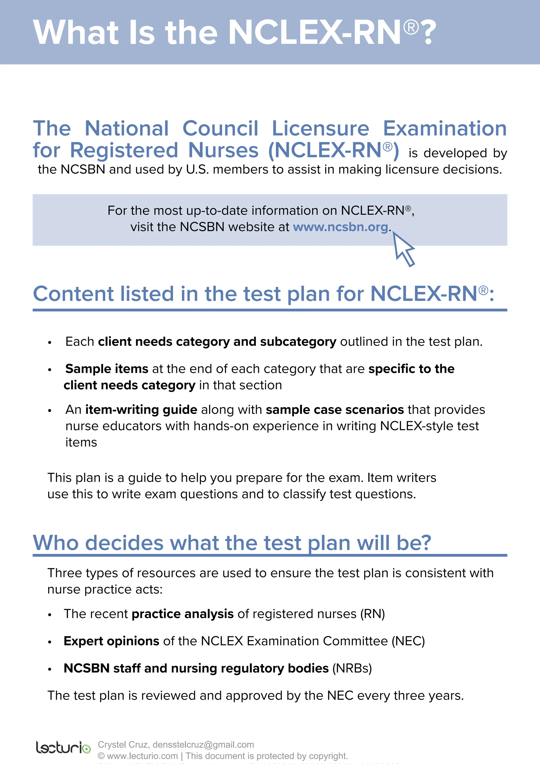 NCLEX-RN Exam Overview for New Grad Nursing Students | PDF