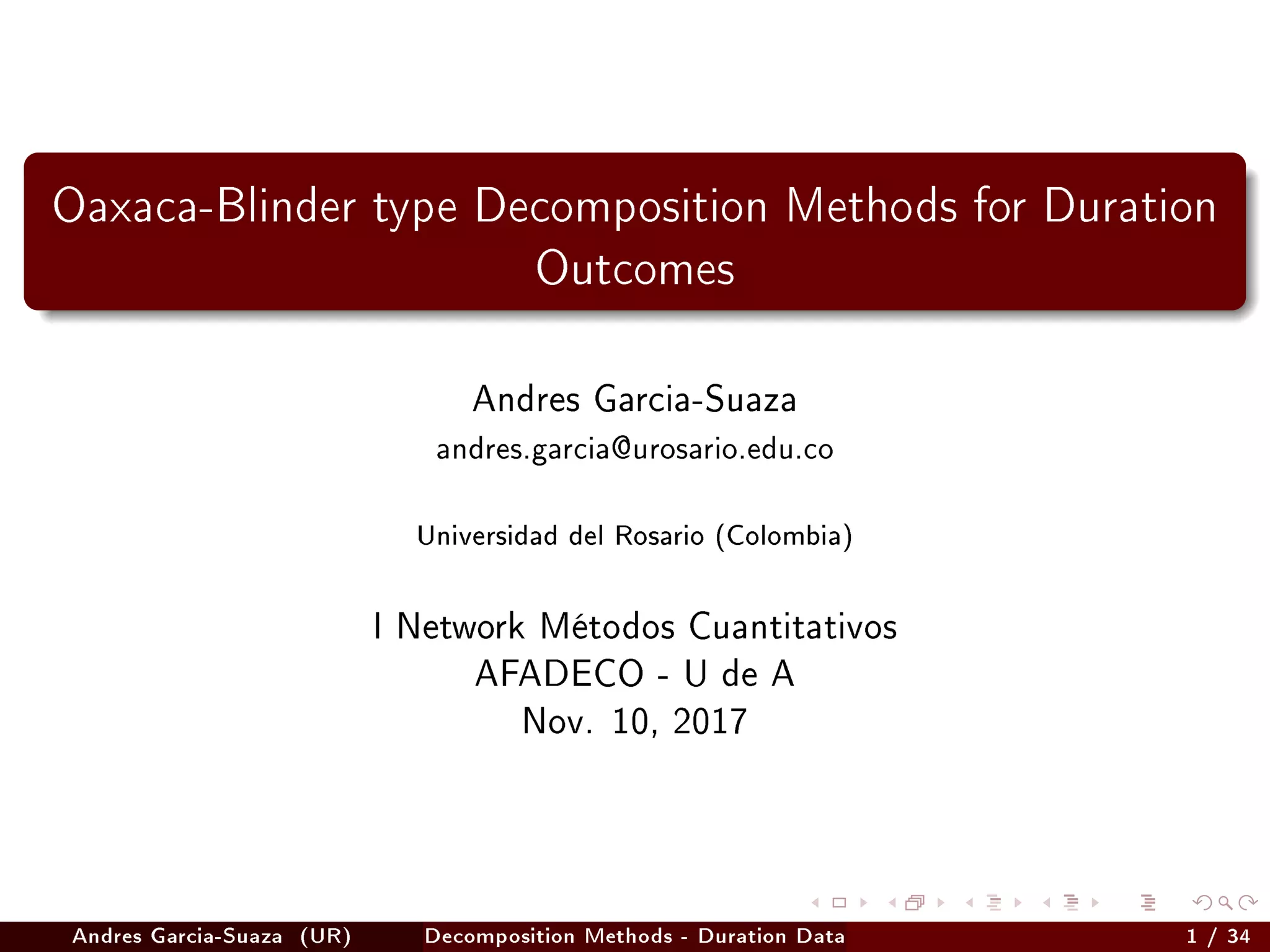 Oaxaca-Blinder type Decomposition Methods for Duration Outcomes | PDF