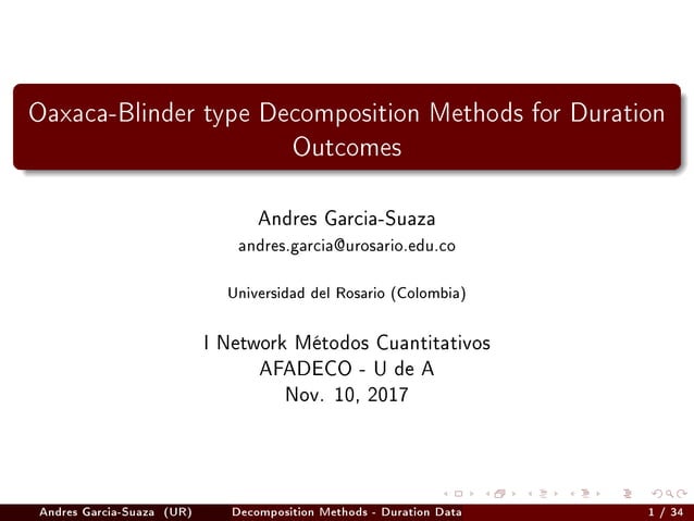 Oaxaca-Blinder type Decomposition Methods for Duration Outcomes | PDF ...