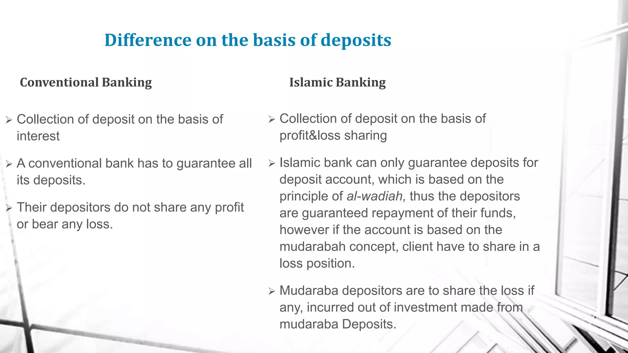 Slides of difference between conventional banking & islamic banking | PPTX