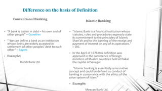 Slides of difference between conventional banking & islamic banking | PPTX