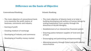 Slides of difference between conventional banking & islamic banking | PPTX