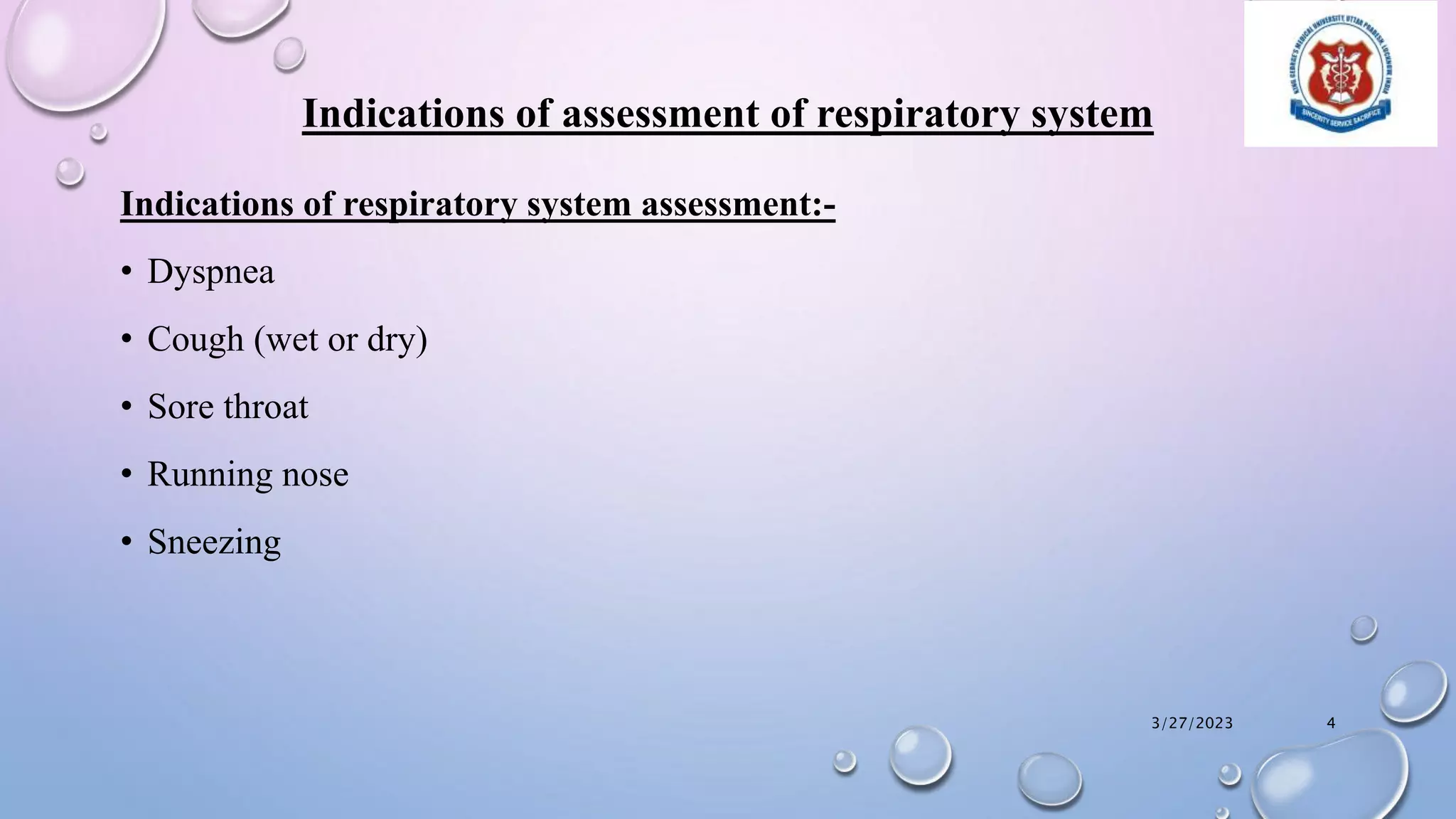 Assessment of respiratory system ptx | PPTX