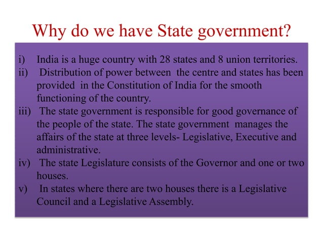 Slides on how the state govt works | PPTX