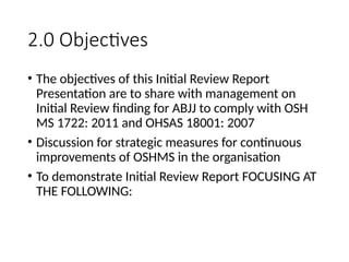 ARRANGEMENT FOR THE ESTABLISHMENT Of Occupational Safety and Health ...