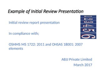 ARRANGEMENT FOR THE ESTABLISHMENT Of Occupational Safety and Health ...