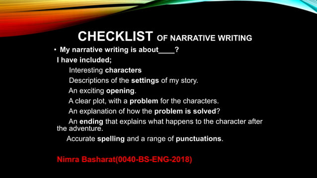 Slides on narrative writing(English Literature) | PPTX | Genres