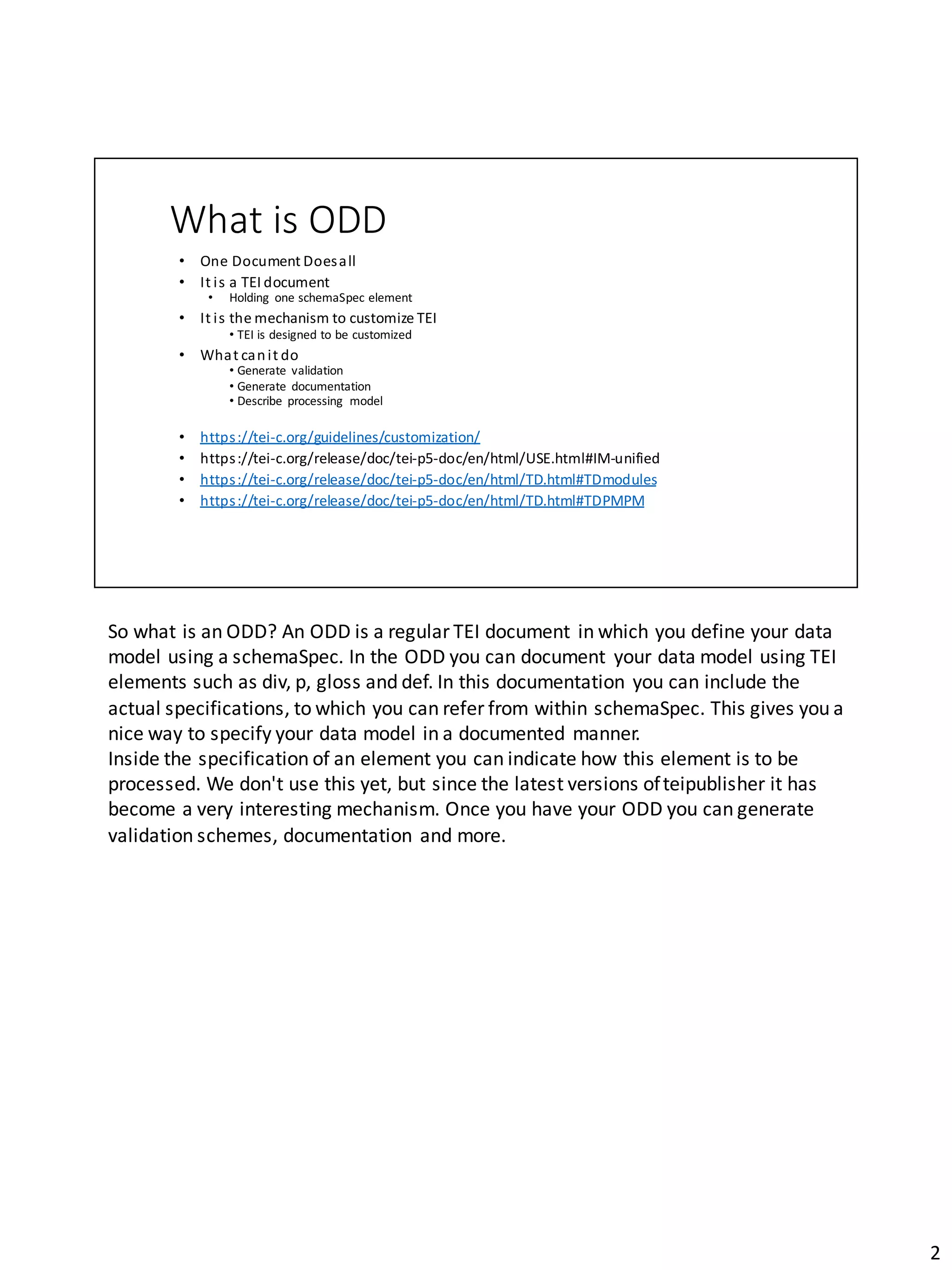 TEI ODD based development | PDF