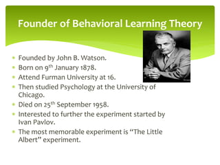 Behaviourism Learning Theory | PPTX