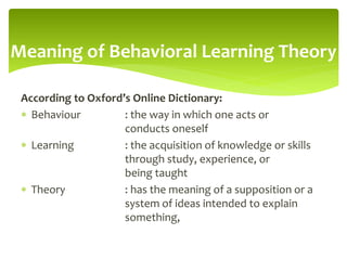 Behaviourism Learning Theory | PPTX