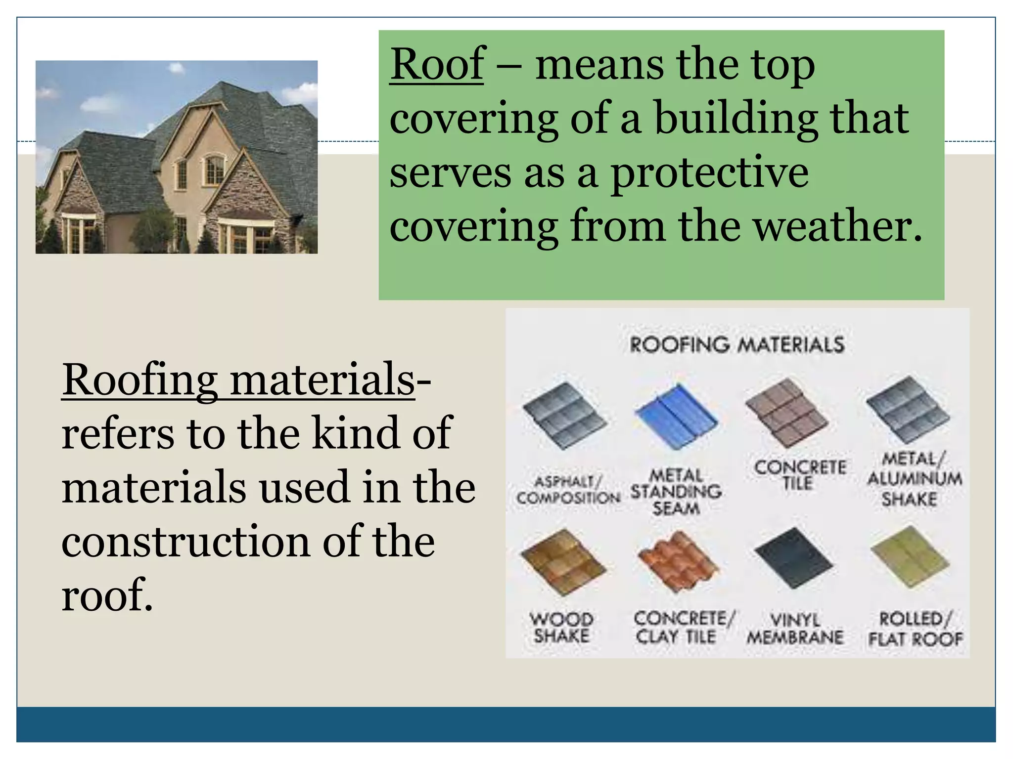 Slides presentation roofing materials | PPTX