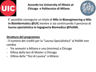 POLIMI-UIC Double Degree program | PPTX | Undergraduate Education | College Education