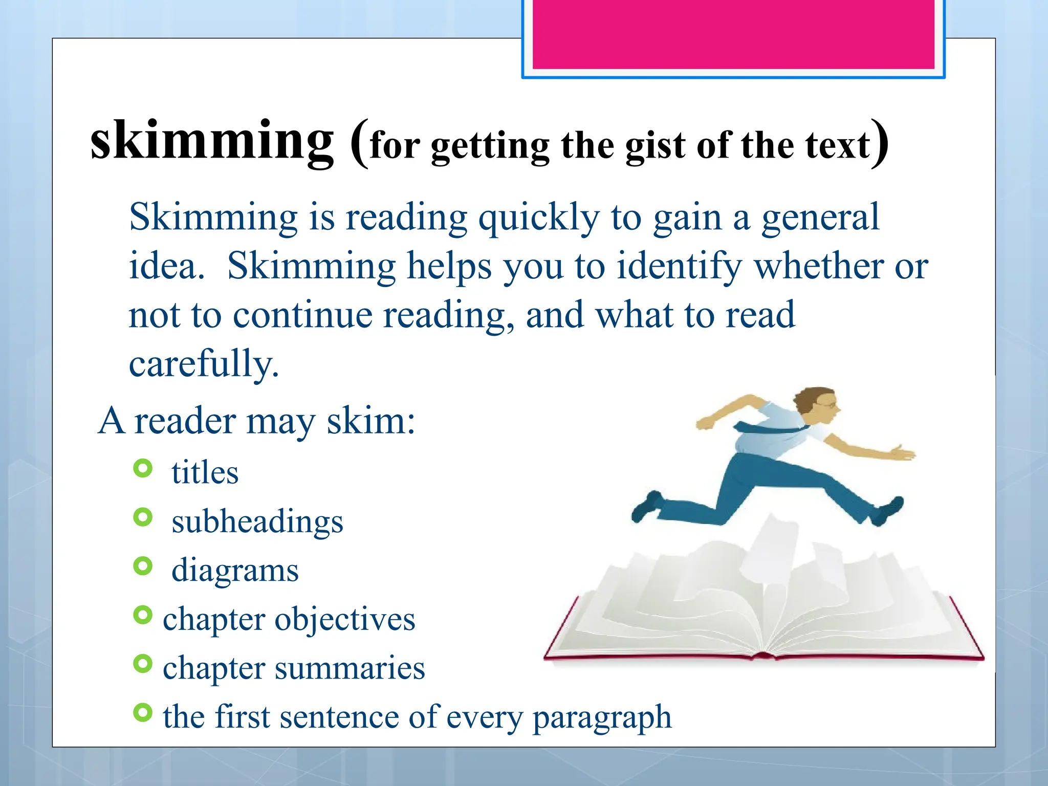 slides reading.pptx reading strategies skimming scanning | PPTX