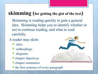 slides reading.pptx reading strategies skimming scanning | PPTX