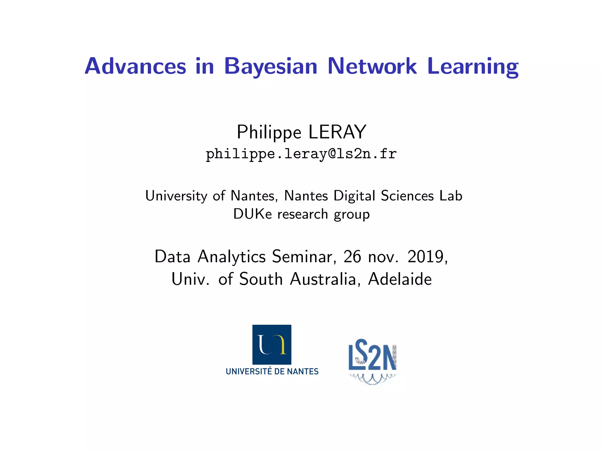 Advances in Bayesian network learning | PPT