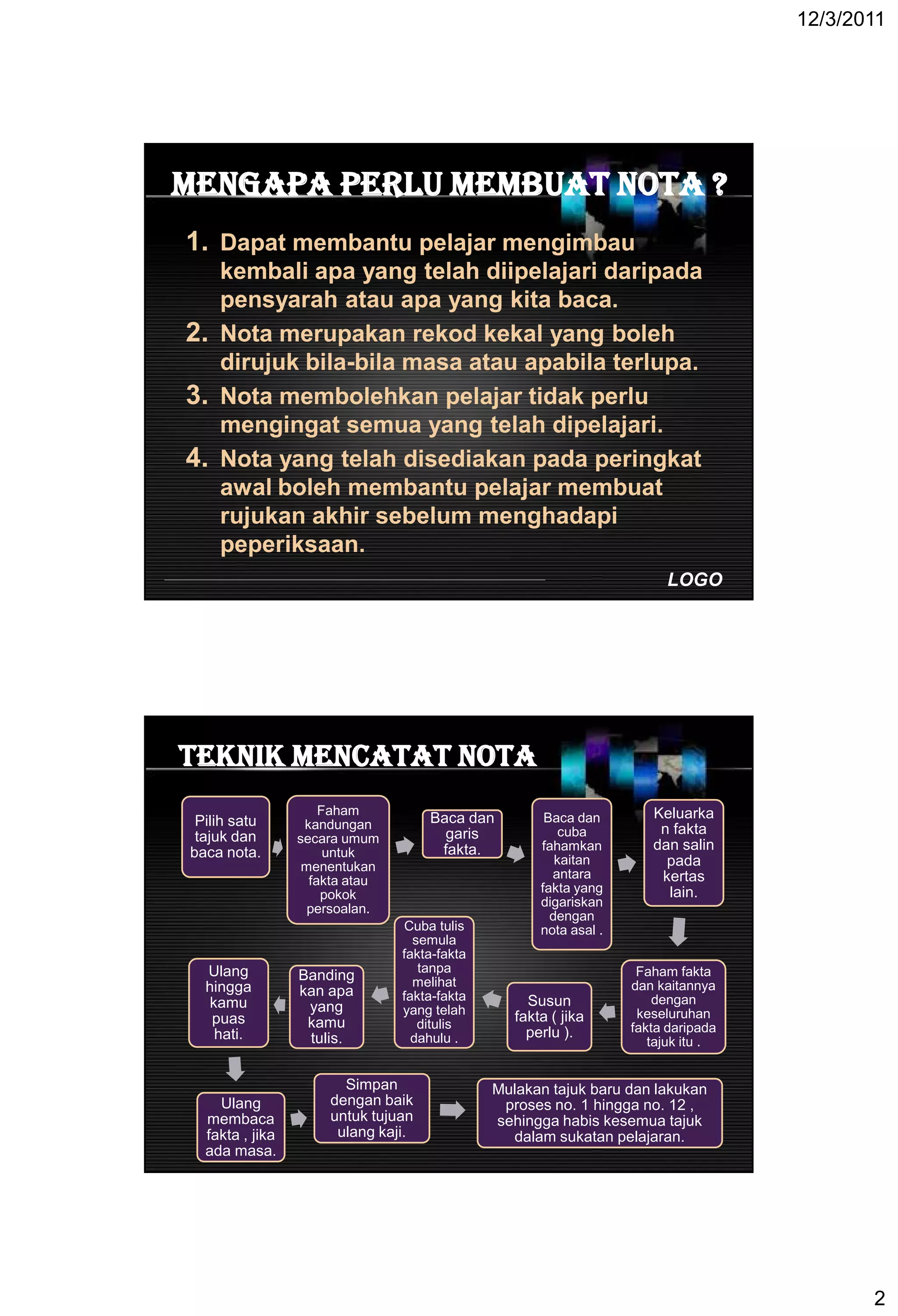 Slide; teknik mengambil nota | PDF