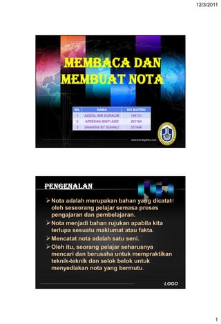 Slide; teknik mengambil nota | PDF