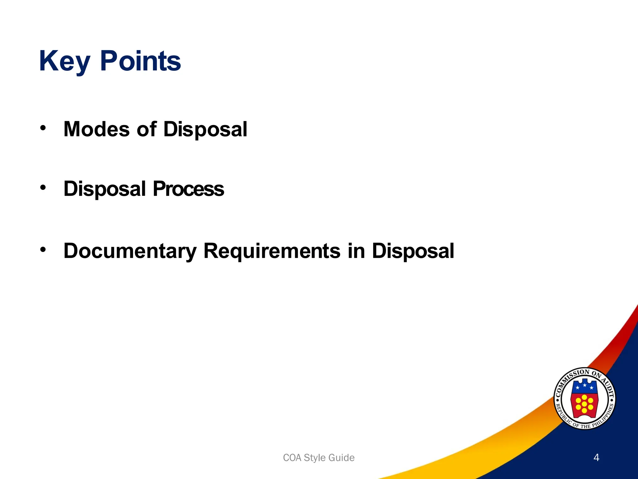 Slide Template Disposal Process COA Style.pptx