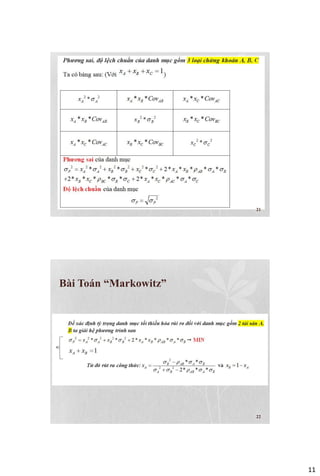 Thuyết Trình Lý Thuyết Danh Mục Hiệu Quả - Markowitz | PDF