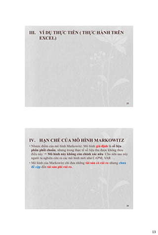 Thuyết Trình Lý Thuyết Danh Mục Hiệu Quả - Markowitz | PDF