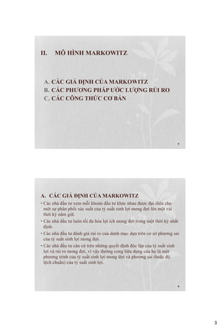 Thuyết Trình Lý Thuyết Danh Mục Hiệu Quả - Markowitz | PDF