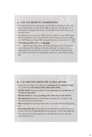 Thuyết Trình Lý Thuyết Danh Mục Hiệu Quả - Markowitz | PDF