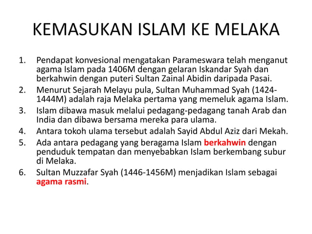 Peranan Islam dalam Memacu Kegemilangan Kesultanan Melayu Melaka | PPTX