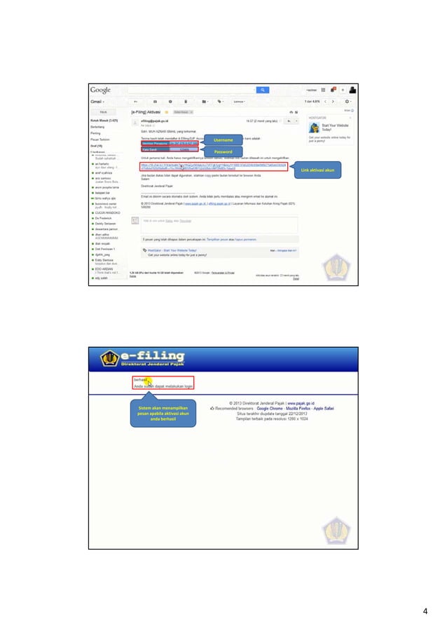 Slide tutorial registrasi e filing | PDF