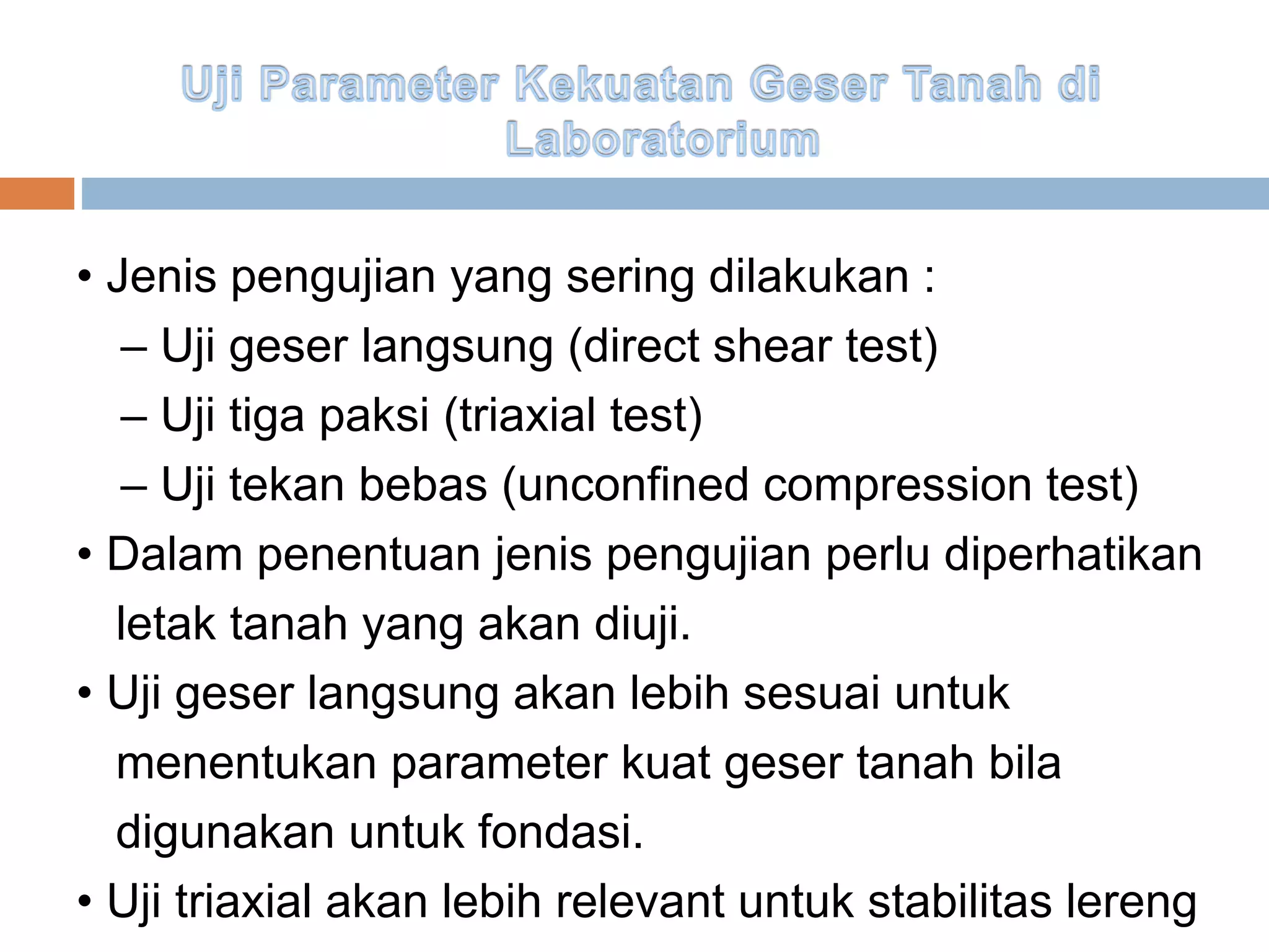 Slide uji geser langsung tanah pasir | PPTX