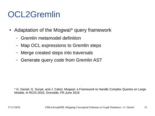 UMLtoGraphDB: Mapping Conceptual Schemas to Graph Databases | PPT