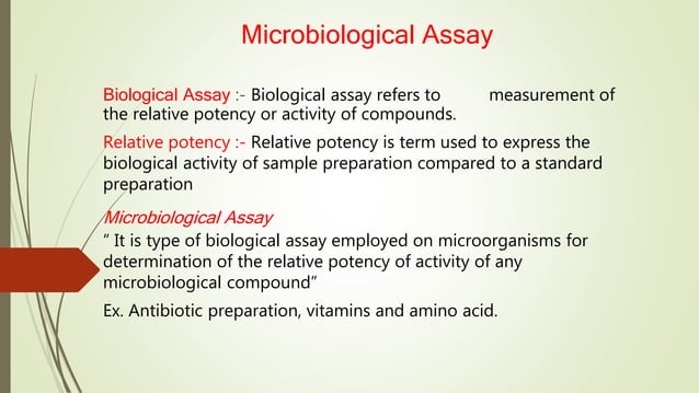 Microbiological Assay | PPTX | Chemistry | Science