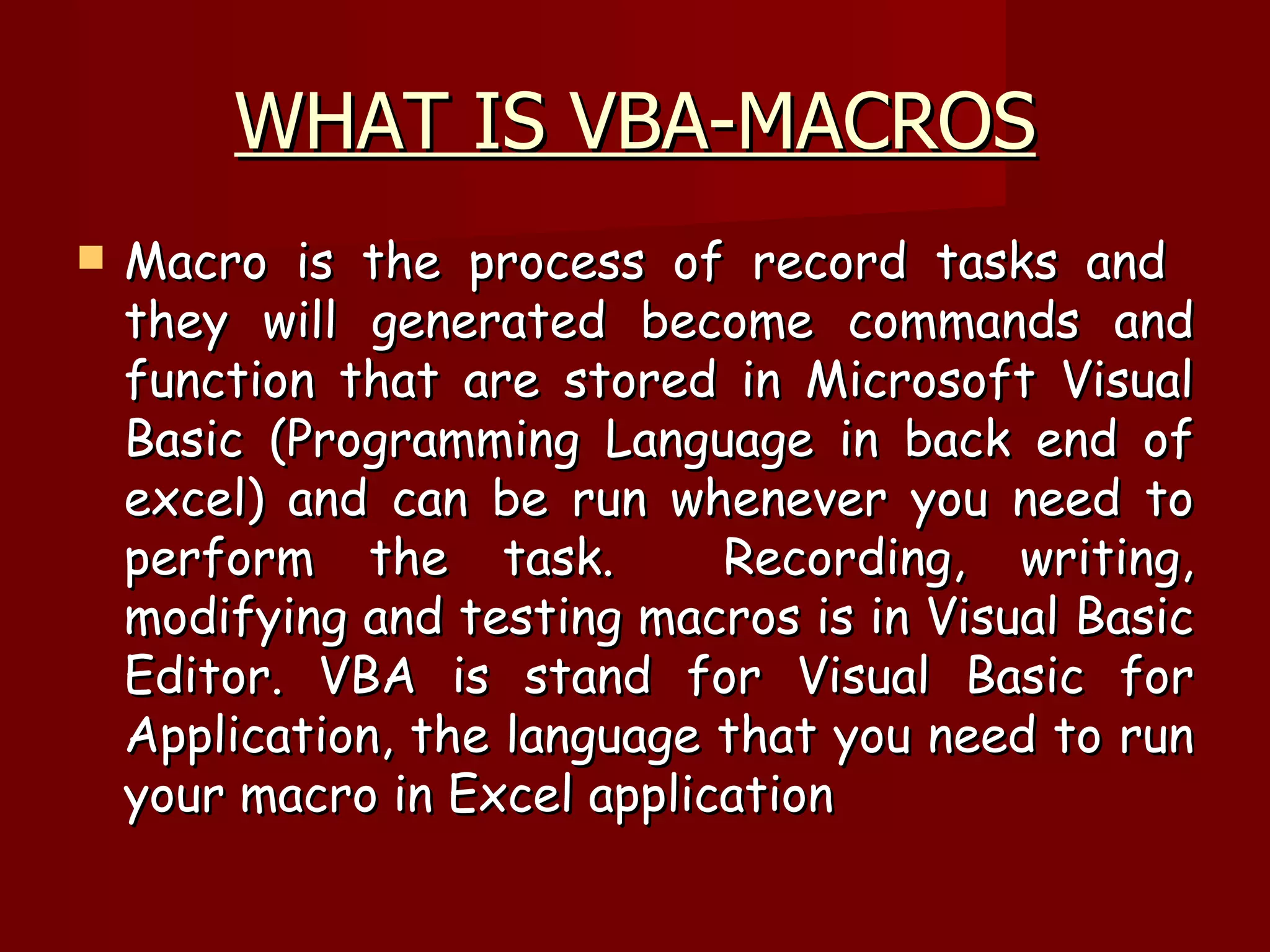 Vba Macro For Msexcel Ppt 5847