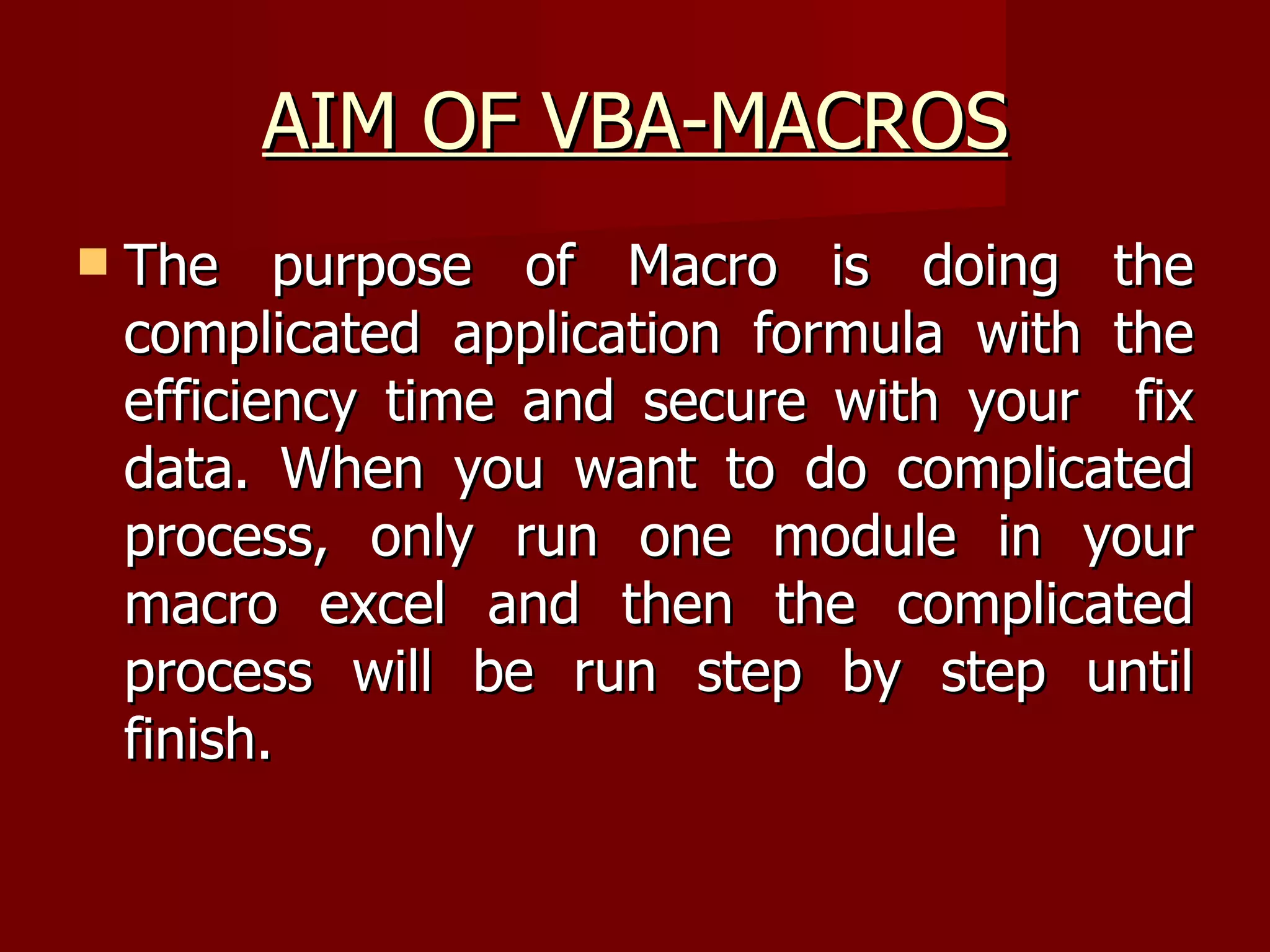Vba Macro For Msexcel Ppt 4038