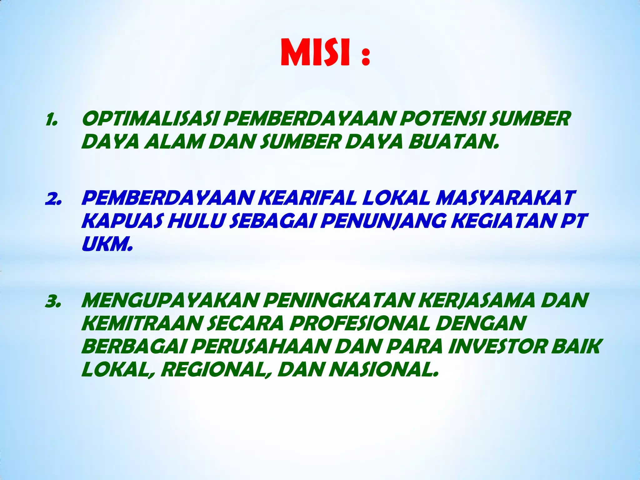 Contoh_visi & misi_pelamaran_bumd_kapuas_hulu | PDF