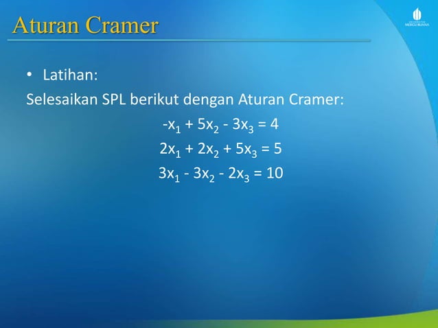 Matematika 2 - Slide week 10 - Teori Laplace dan Cramer | PPT | Free Download