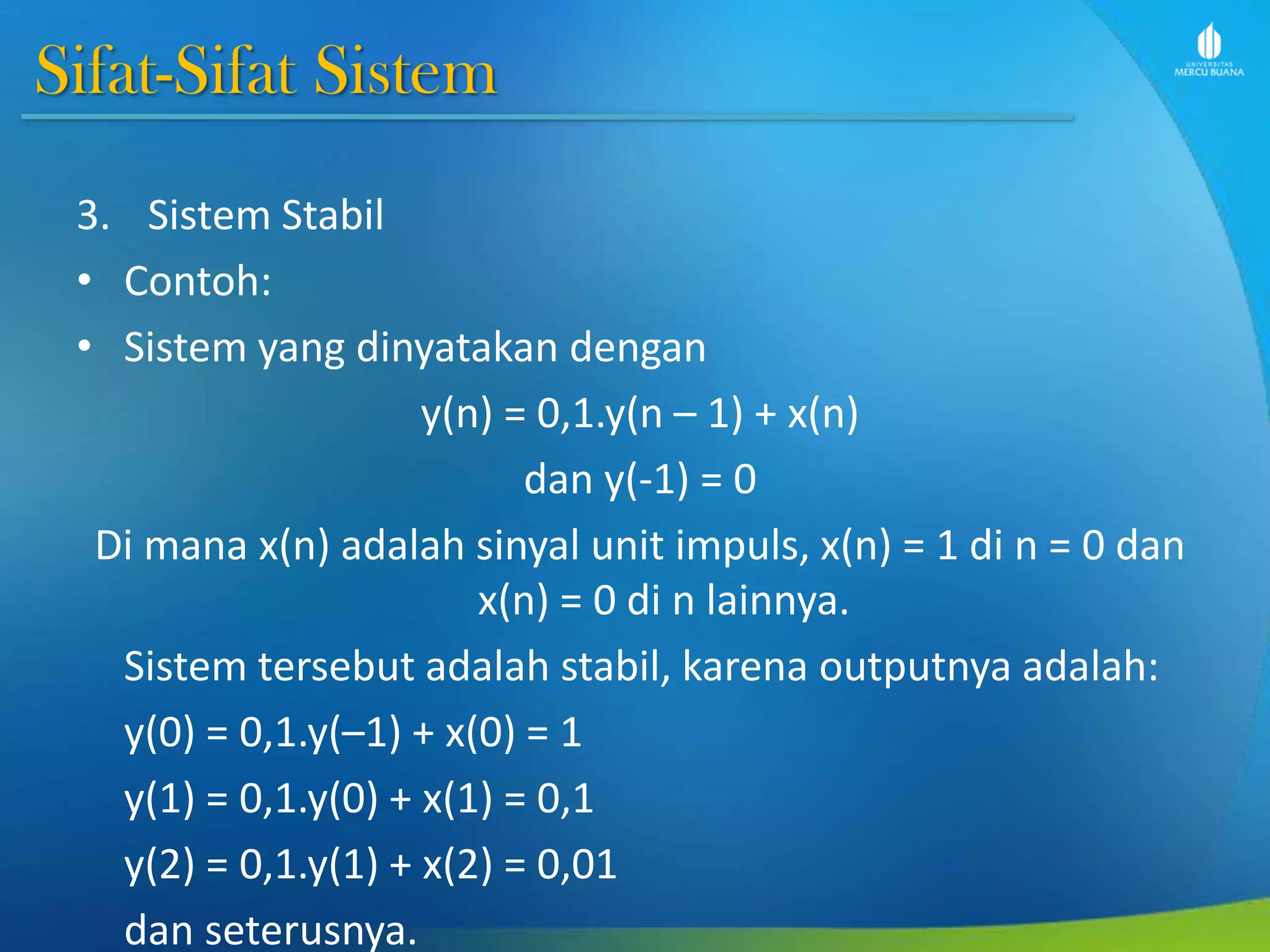 Pengolahan Sinyal Digital - Slide week 2 - sistem & sinyal waktu ...