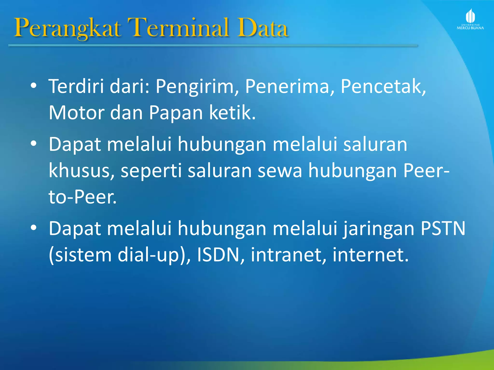 Dasar Telekomunikasi - Slide week 5 Terminal Gambar dan Data | PPTX