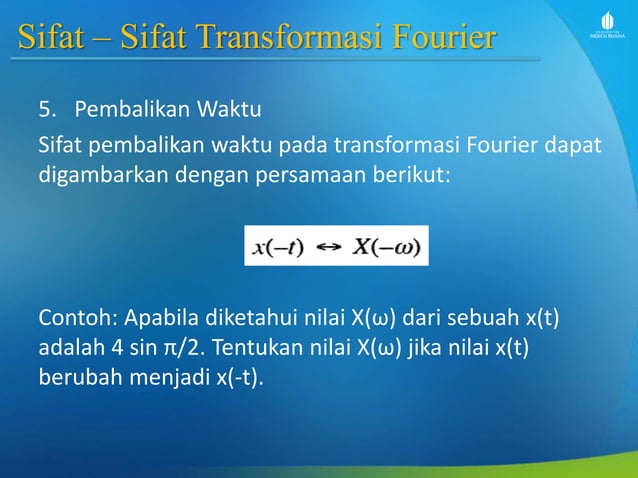 Pengolahan SInyal Digital - Slide week 5 - transformasi fourier sinyal ...
