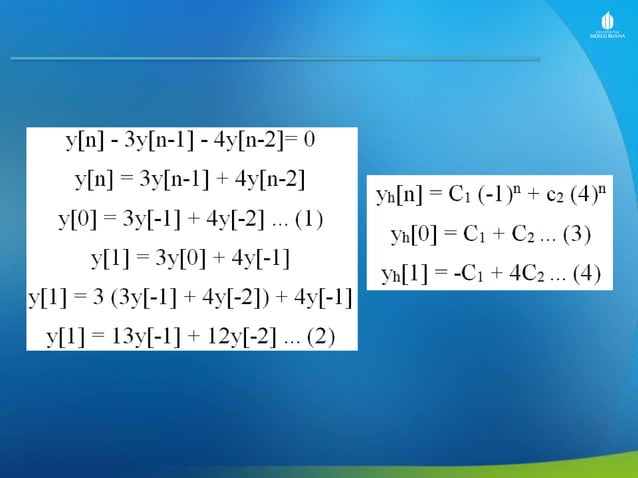 Pengolahan Sinyal Digital - Slide week 8 - persamaan beda | PPTX