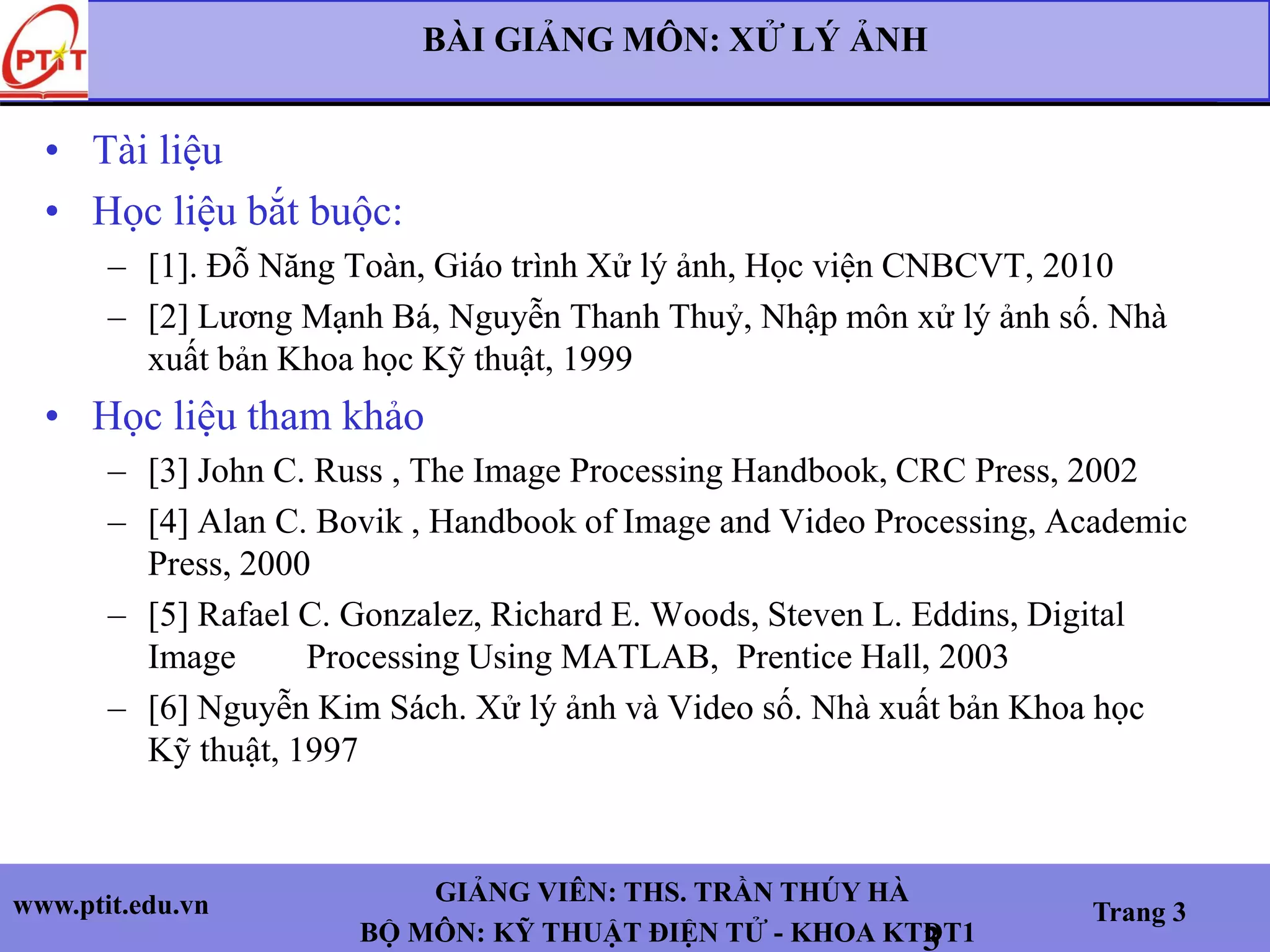 Xử lý ảnh PTIT | PDF