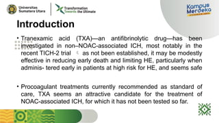 tranexamid acid for intracerebral hemmorraghe | PPT