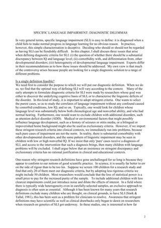 SLI: diagnostic dilemmas | PDF
