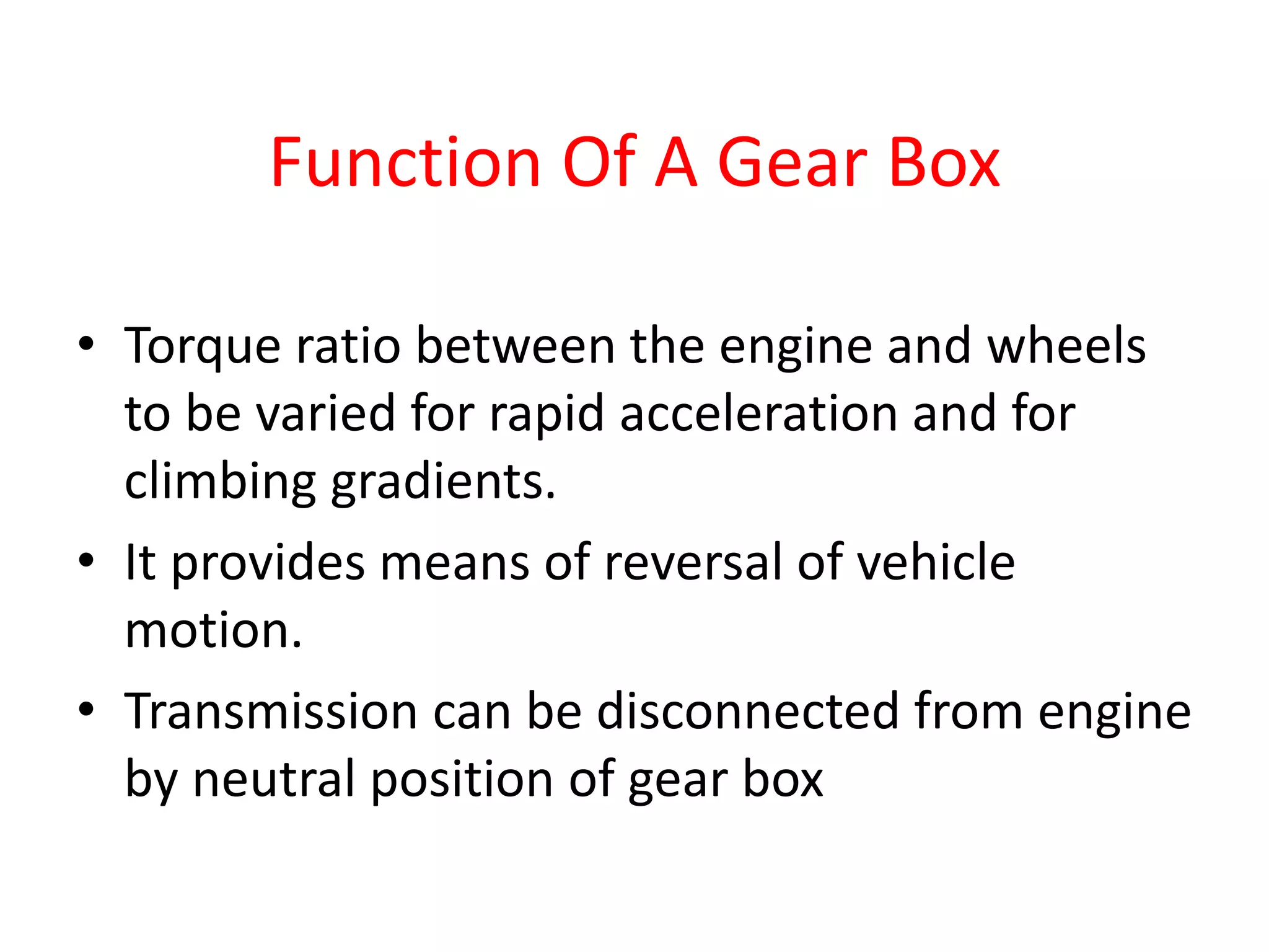 Sliding mesh gear box ,ME11022 | PPTX