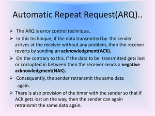 Sliding window protocol(ARQ technique) | PPTX