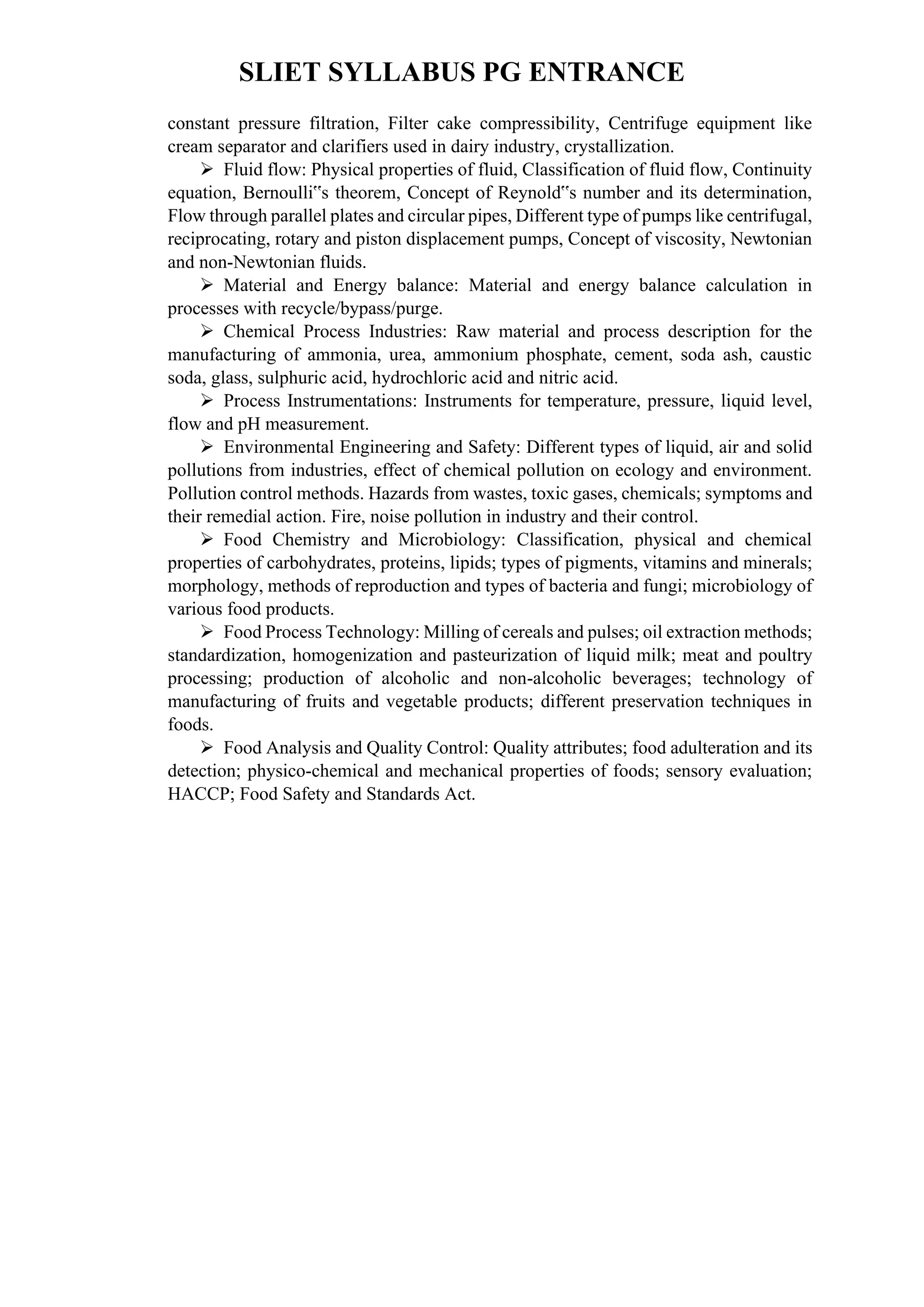 SLIET syllabus PG entrance | PDF | Chemistry | Science