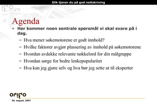 Slik skriver du for søkemotorene - Dataforeningen | PPT